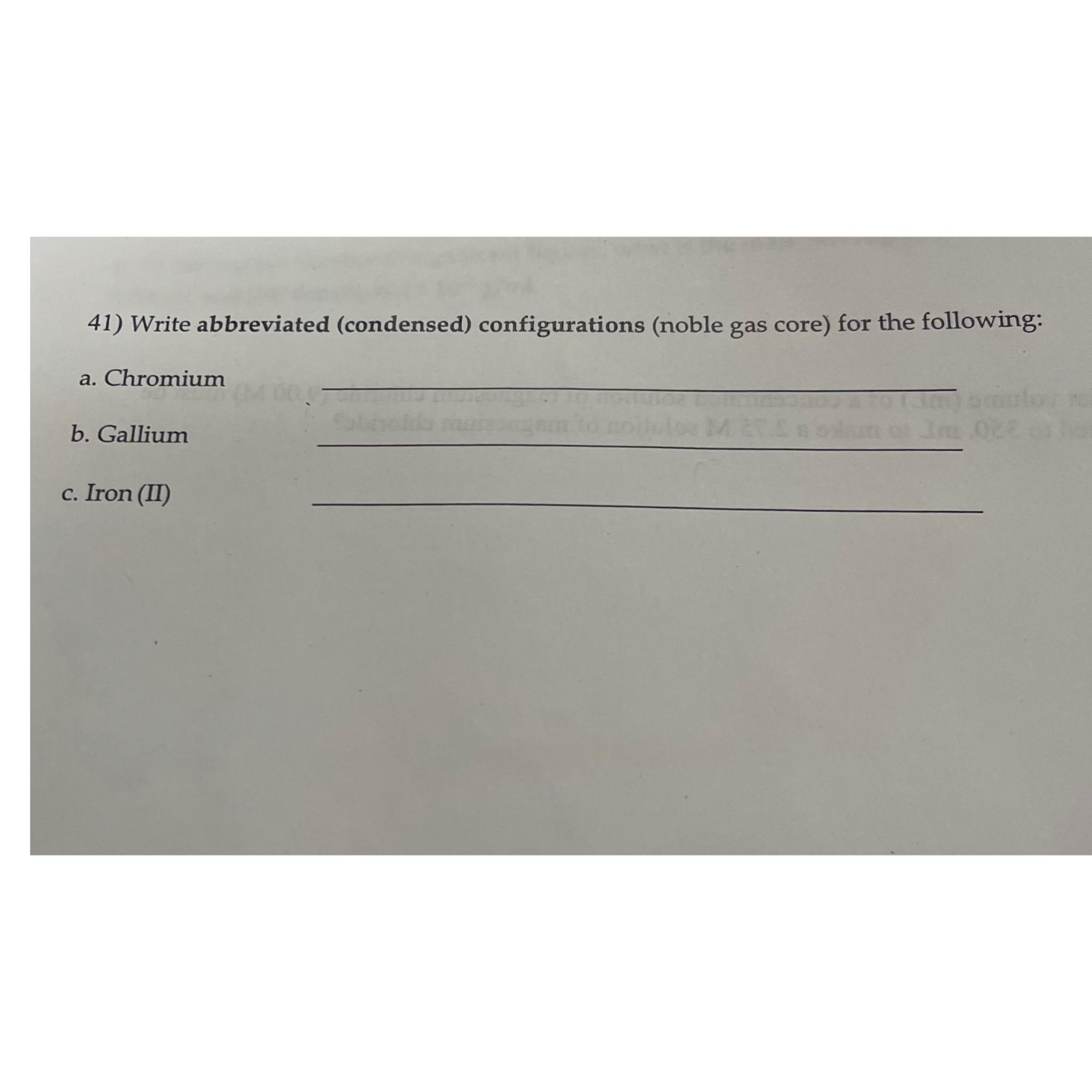 Solved Write abbreviated (condensed) ﻿configurations (noble | Chegg.com