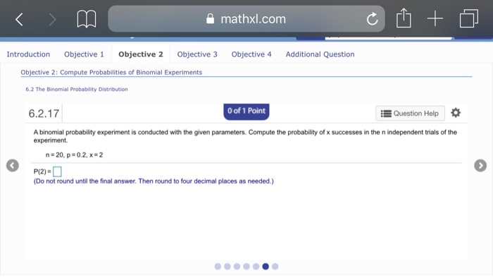 Solved mathxl.com Ć û + O Introduction Objective 1 Objective | Chegg.com