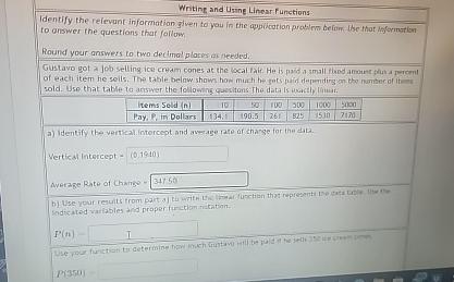 Solved Writing and Using Linear functionsIdentify the | Chegg.com