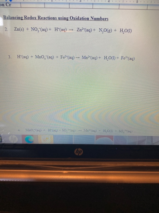Solved on Cr Balancing Redox Reactions using Oxidation | Chegg.com