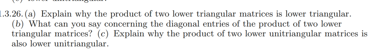 Solved 3.26. (a) Explain why the product of two lower | Chegg.com