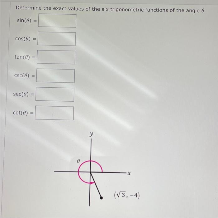 Solved Determine the exact values of the six trigonometric | Chegg.com