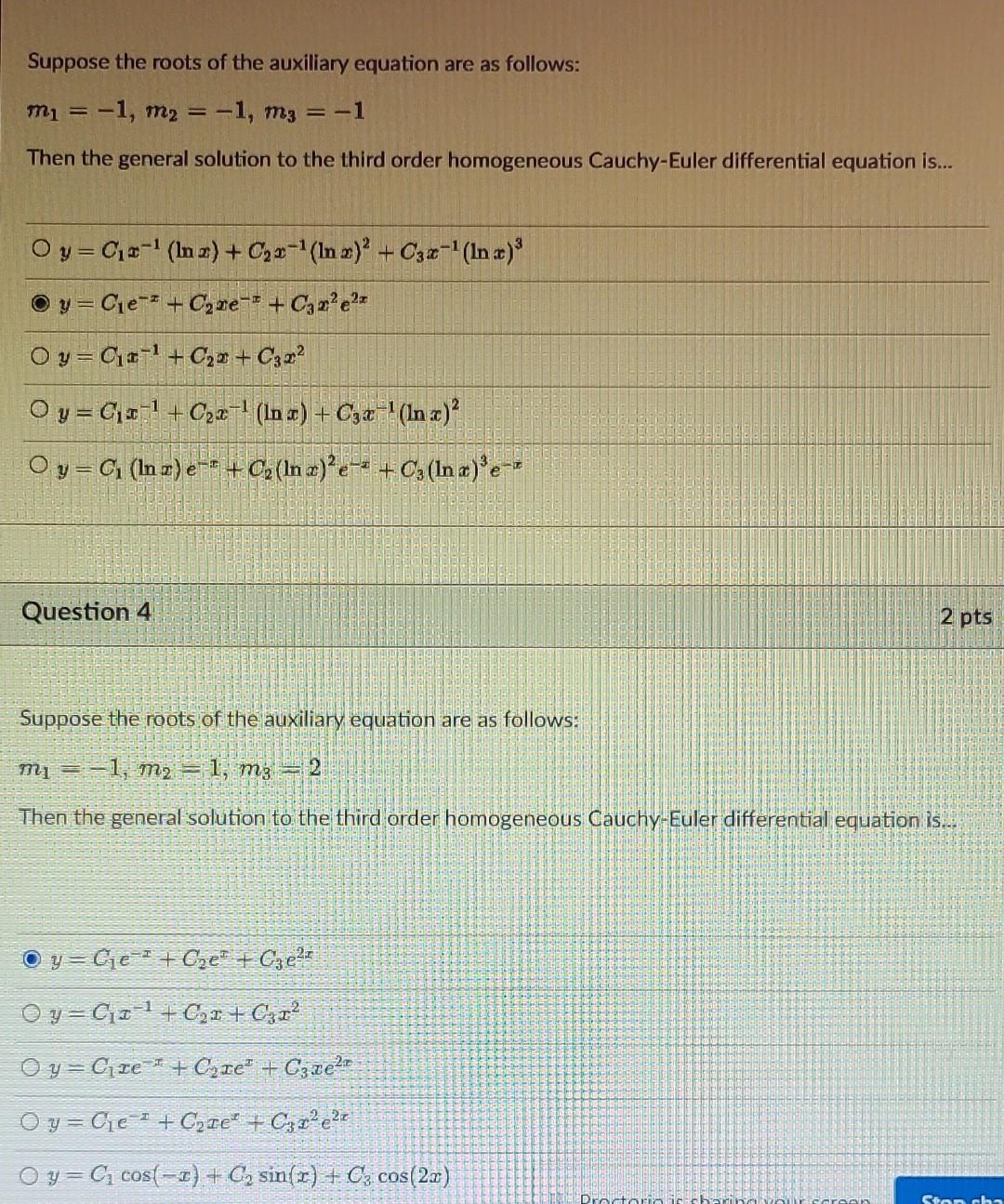 Solved Suppose the roots of the auxiliary equation are as | Chegg.com