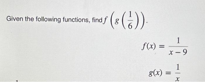 Solved ƒ (8 ( 1 )). 6 Given the following functions, find f | Chegg.com