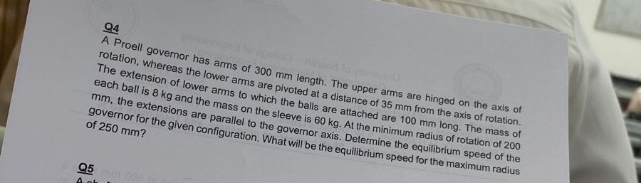 Solved Q4A Proell governor has arms of 300mm ﻿length. The | Chegg.com