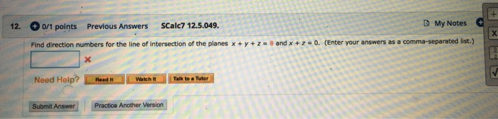 Solved 12. 0/1 points Previous Answers Calc7 12.5.049. My | Chegg.com
