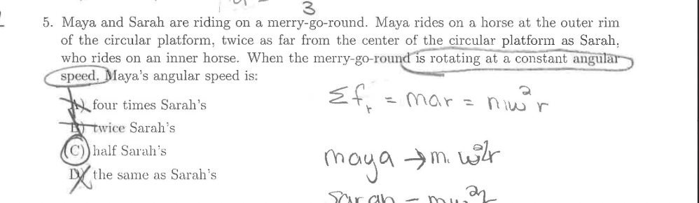 Solved Maya and Sarah are riding on ﻿a merry-go-round. Maya | Chegg.com