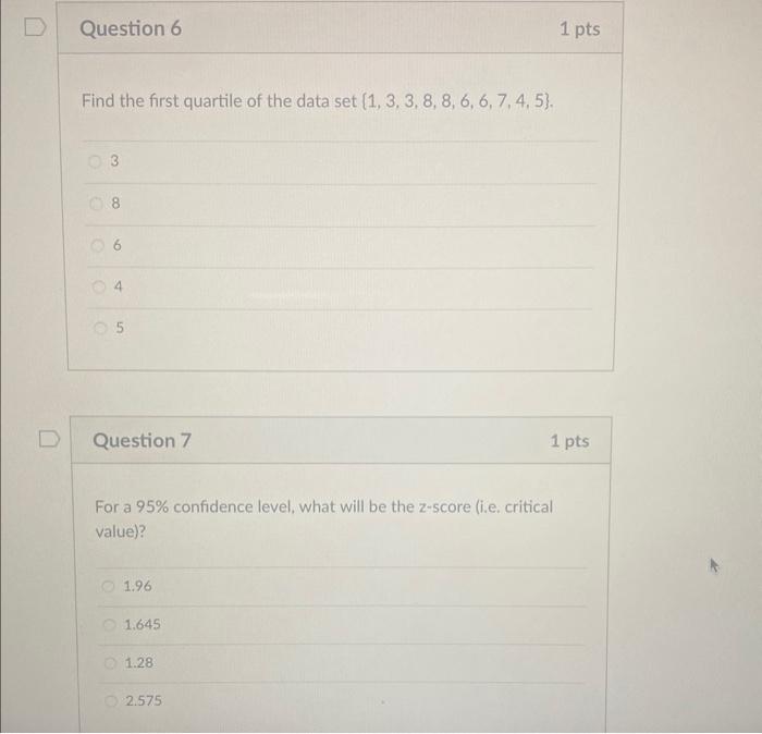 Solved Find the first quartile of the data set | Chegg.com