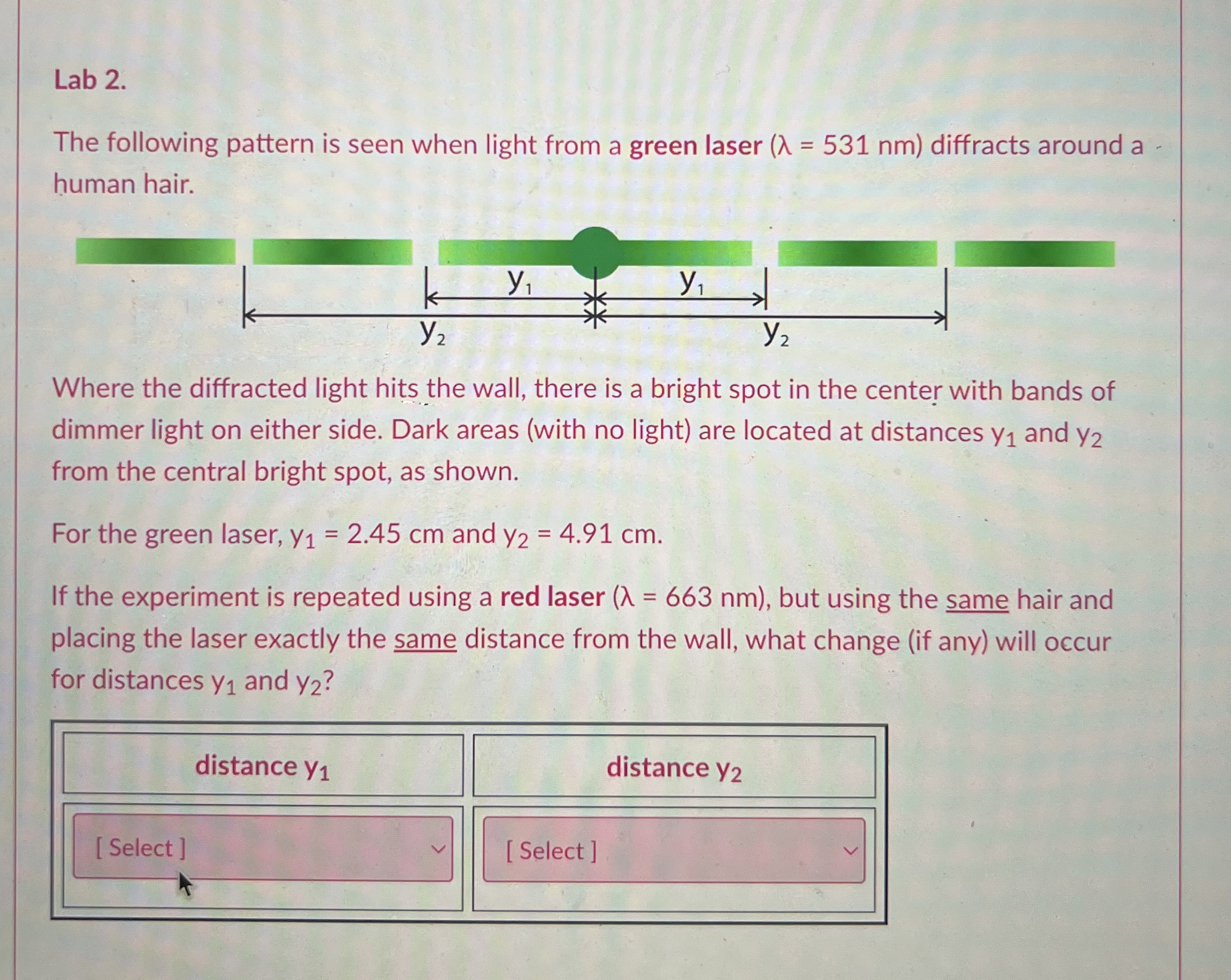 Solved Lab 2.The following pattern is seen when light from a | Chegg.com