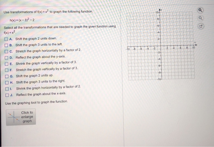 Solved Use transformations of f(x) = x2 to graph the | Chegg.com Solved Use transformations of f(x) = x2 to graph the | Chegg.com