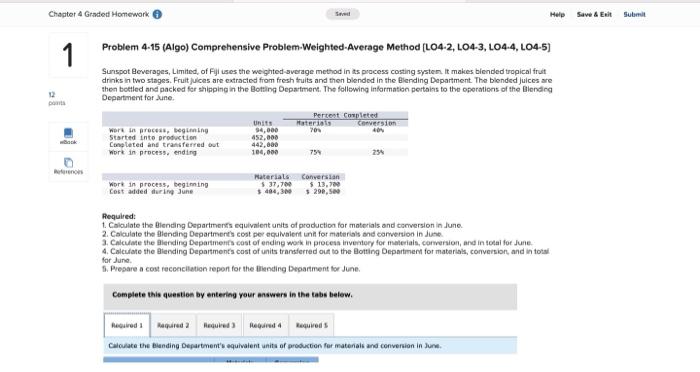 Solved Problem 4-15 (Algo) Comprehensive | Chegg.com
