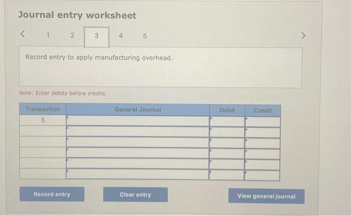 Solved Journal entry worksheet Record the work | Chegg.com