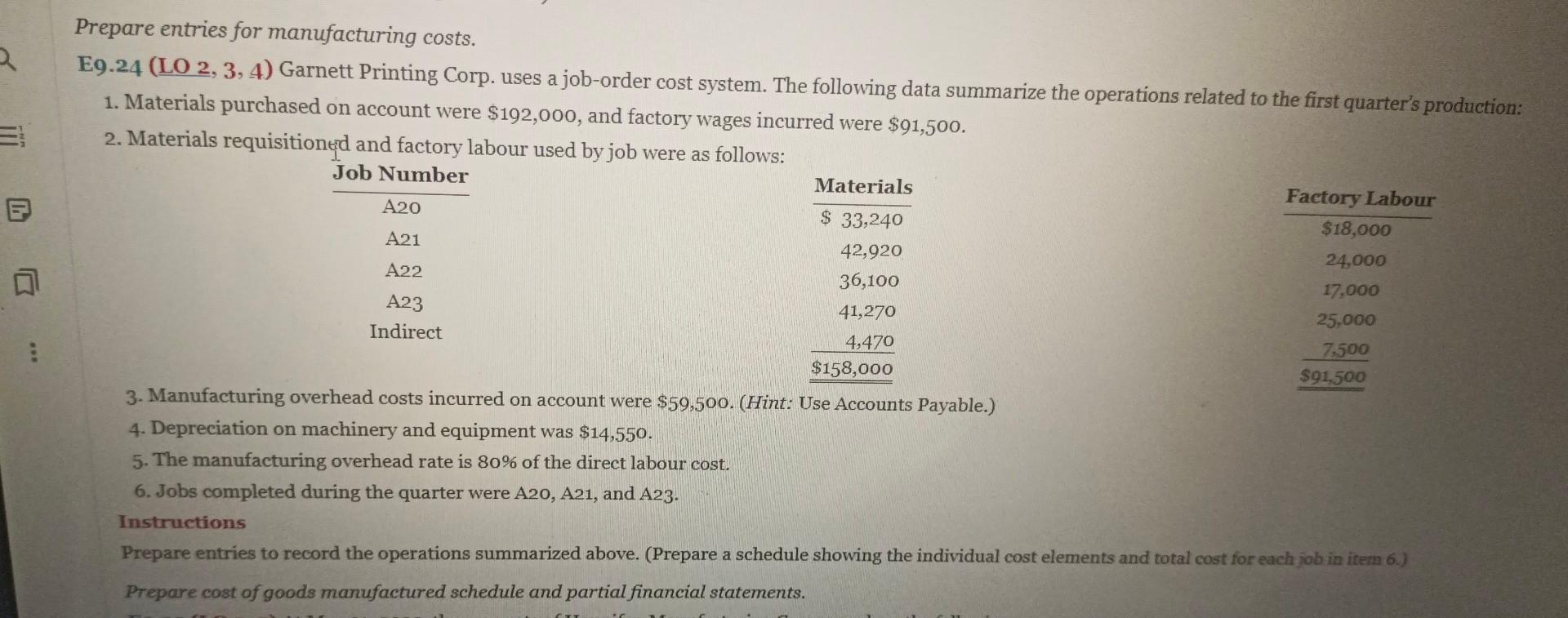 Solved 3 E9.24 (LO 2, 3, 4) Garnett Printing Corp. uses a | Chegg.com