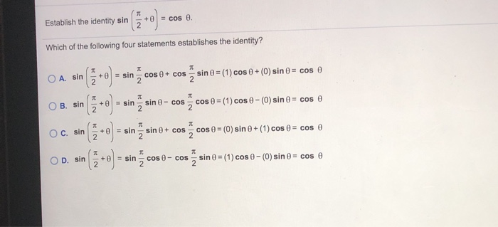 Solved Establish the identit Establish the identity sin (+2) | Chegg.com