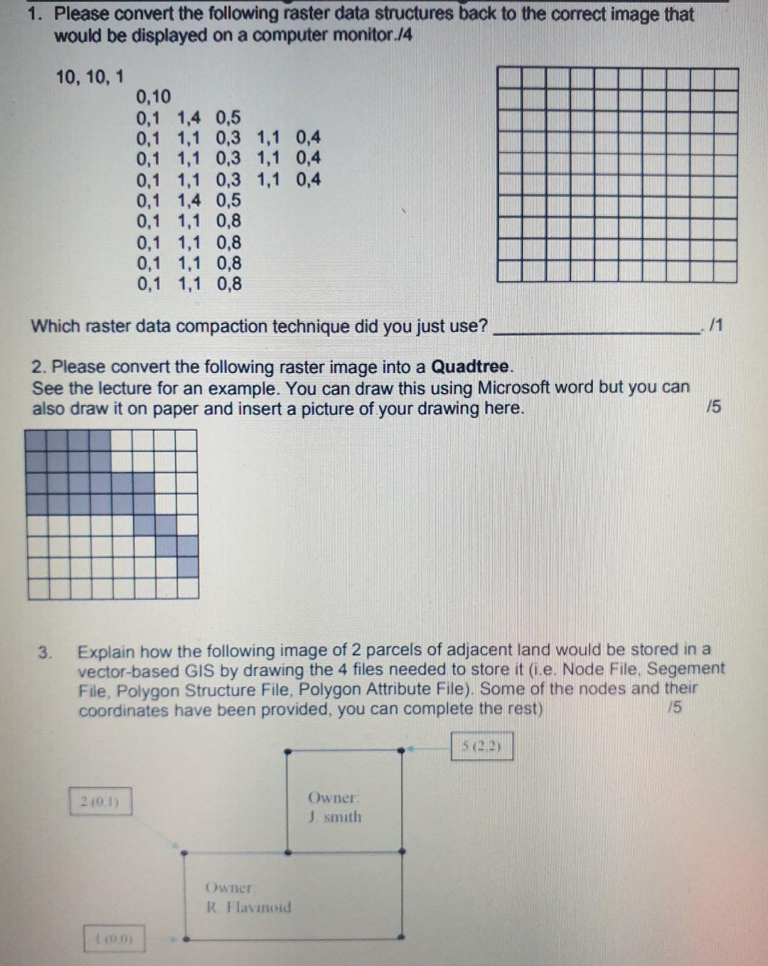 1. Please convert the following raster data | Chegg.com