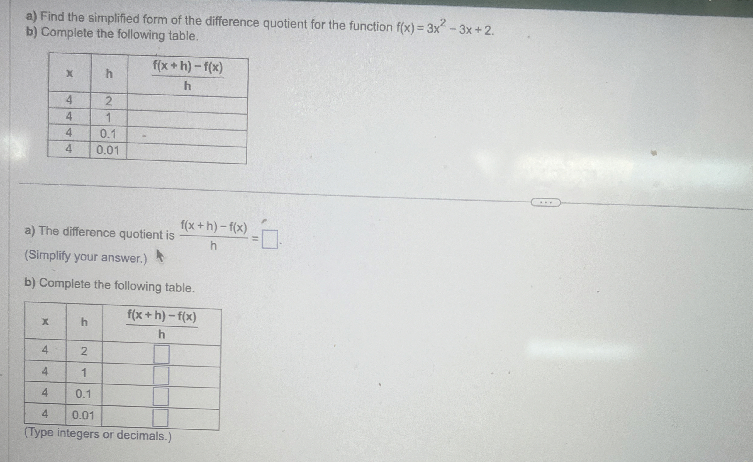 a) ﻿Find the simplified form of the difference | Chegg.com