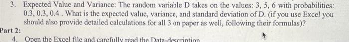 Solved 3 Expected Value And Variance The Random Variable D 7852