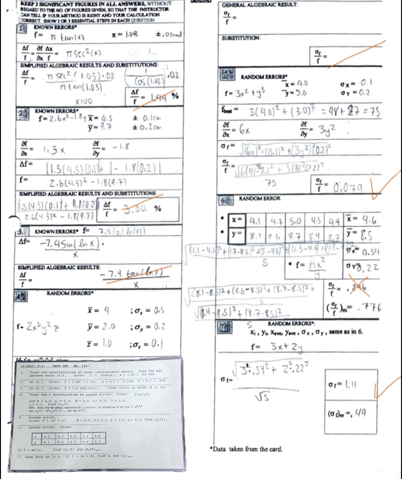 Solved Propagation of error: use notecard to answer 1-7 ﻿as | Chegg.com