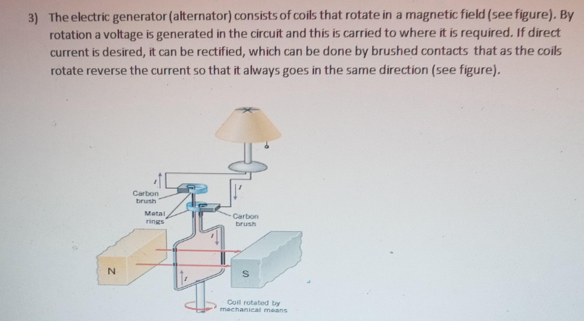 Solved 3) The electric generator (alternator) consists of | Chegg.com