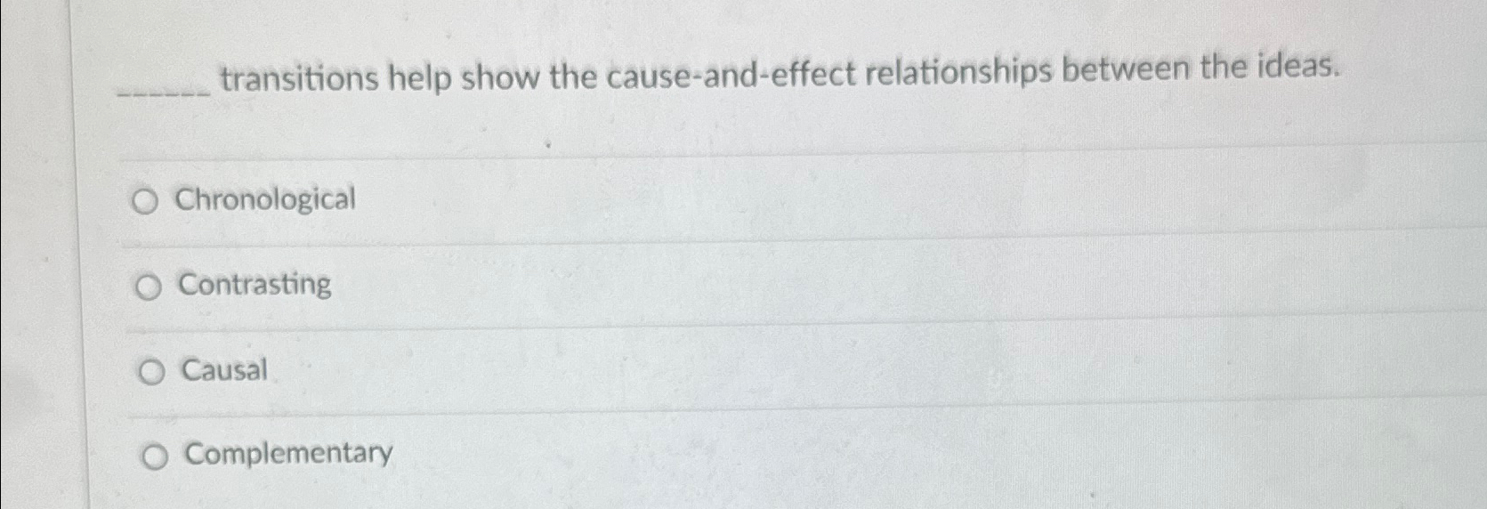 Solved transitions help show the cause-and-effect | Chegg.com