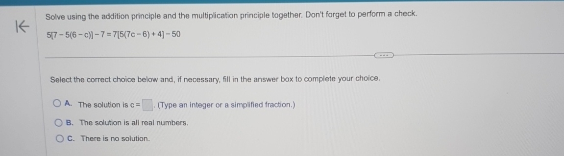 Solved Solve using the addition principle and the | Chegg.com