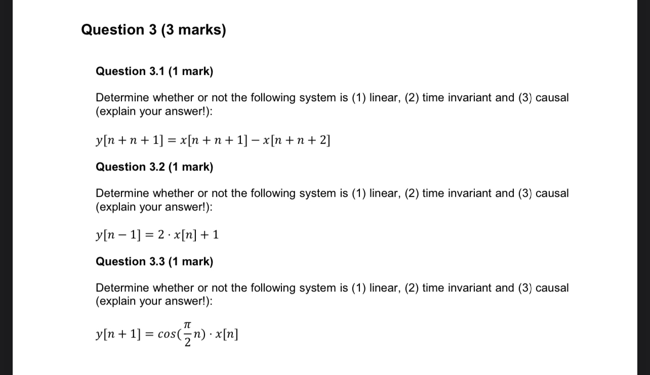 Solved Question 3 (3 ﻿marks)Question 3.1 (1 ﻿mark)Determine | Chegg.com