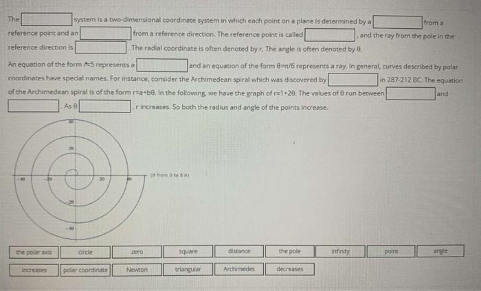 Solved The system is a two-dimensional coordinate system in | Chegg.com