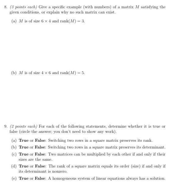 Solved 8. (3 points each) Give a specific example (with | Chegg.com