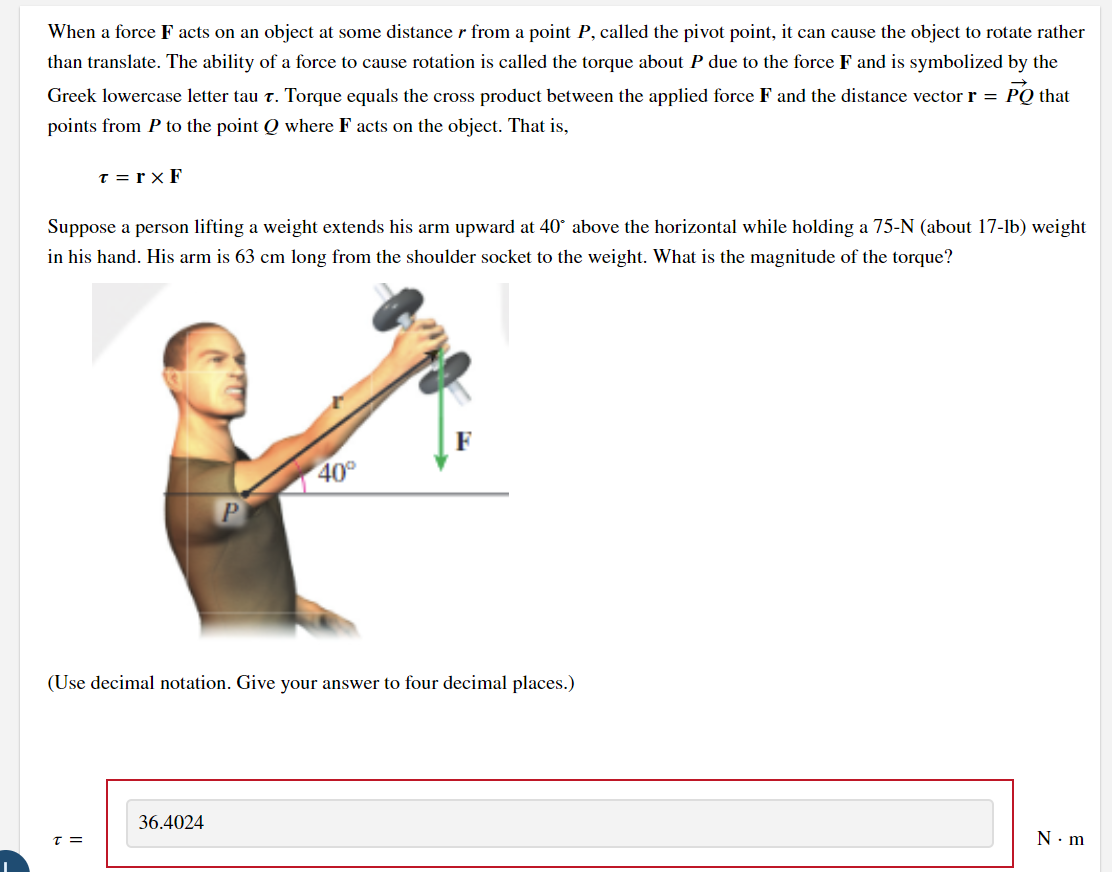 Solved When a force F acts on an object at some distance r | Chegg.com