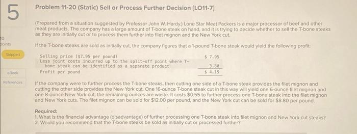 Solved Problem 11-20 (Static) Sell or Process Further | Chegg.com