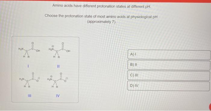 Solved Amino acids have different protonation states at | Chegg.com