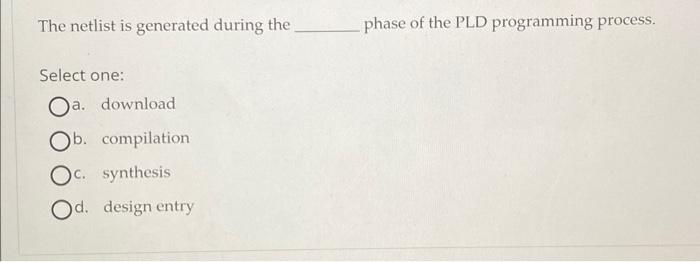 Solved The netlist is generated during the phase of the PLD | Chegg.com