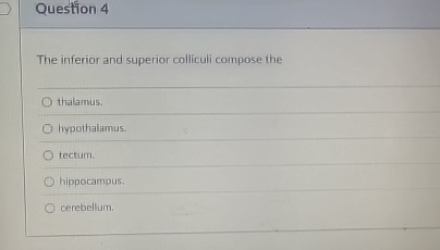 Solved Question 4The inferior and superior colliculi compose | Chegg.com