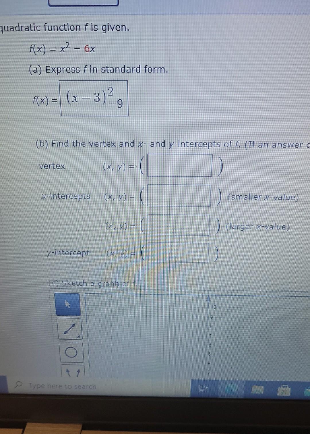 Solved quadratic function f is given. f(x) = x2 - 6x (a) | Chegg.com