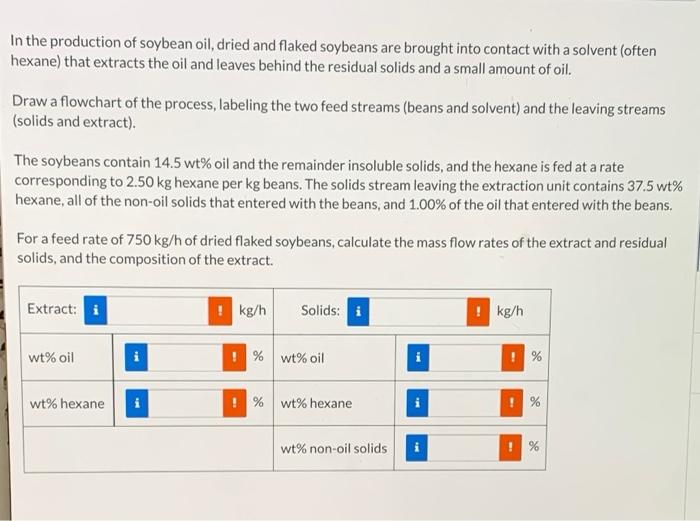 Solved In the production of soybean oil, dried and flaked | Chegg.com