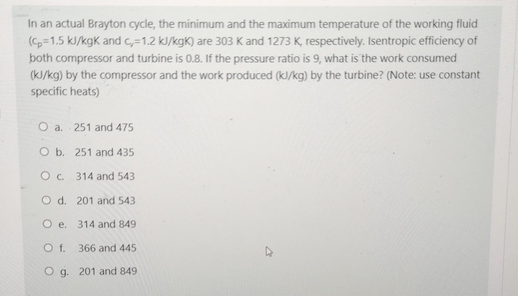 Solved In an actual Brayton cycle, the minimum and the | Chegg.com