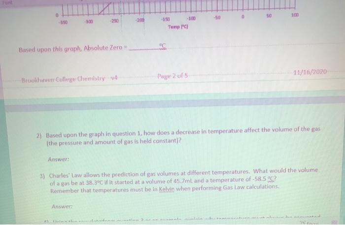 Solved CHARLES LAW Pre-Lab Questions 1) The following data | Chegg.com