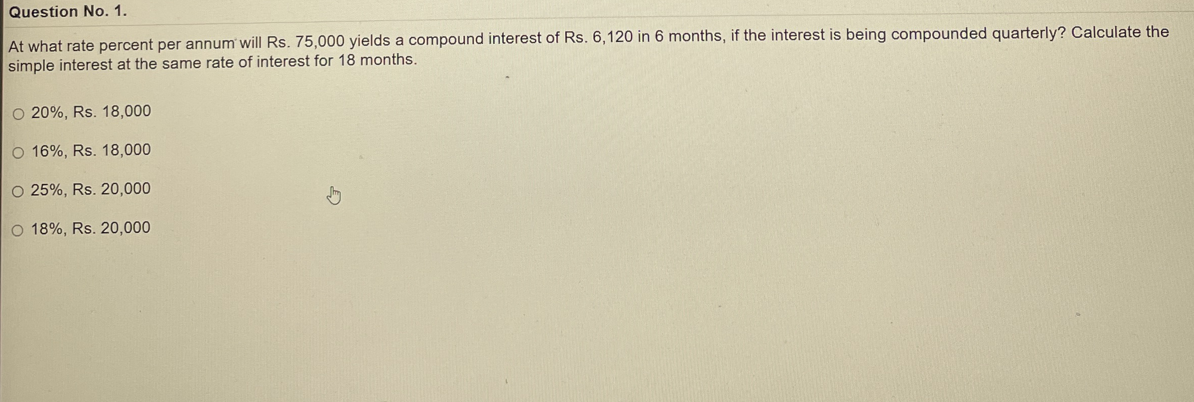Solved Question No. 1.At what rate percent per annum will | Chegg.com
