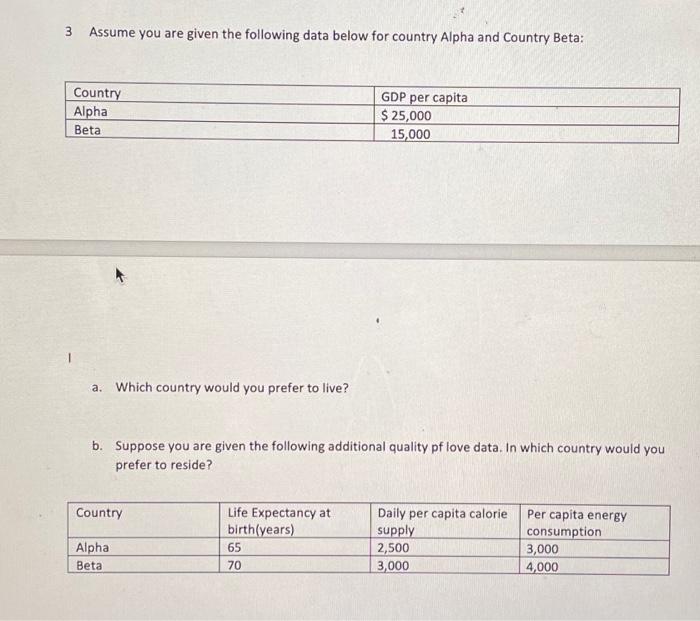 Solved 3 Assume you are given the following data below for | Chegg.com