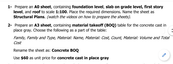 1. Prepare an AO sheet, containing foundation level, | Chegg.com