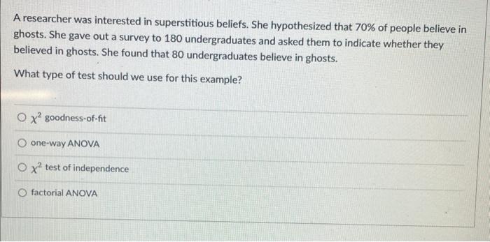 Solved A researcher was interested in superstitious beliefs. | Chegg.com