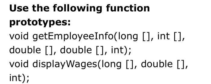 Solved Payroll Write a program that uses the following | Chegg.com