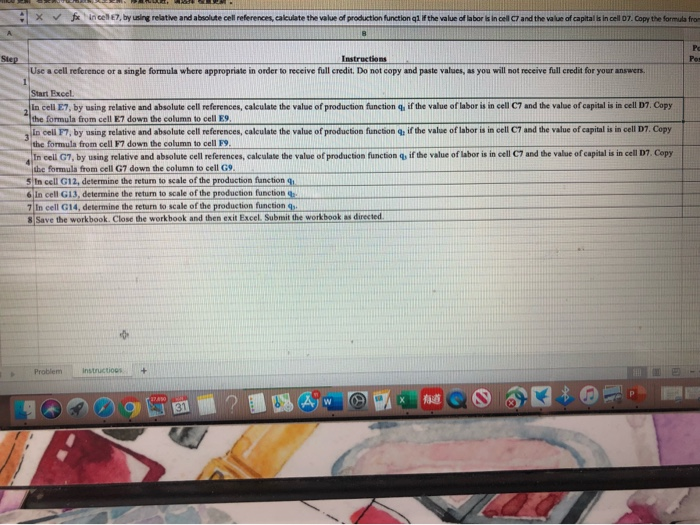 Solved Problem 7-1 Use a cell reference or a single formula | Chegg.com