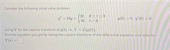Solved Consider the following initial value problem: | Chegg.com