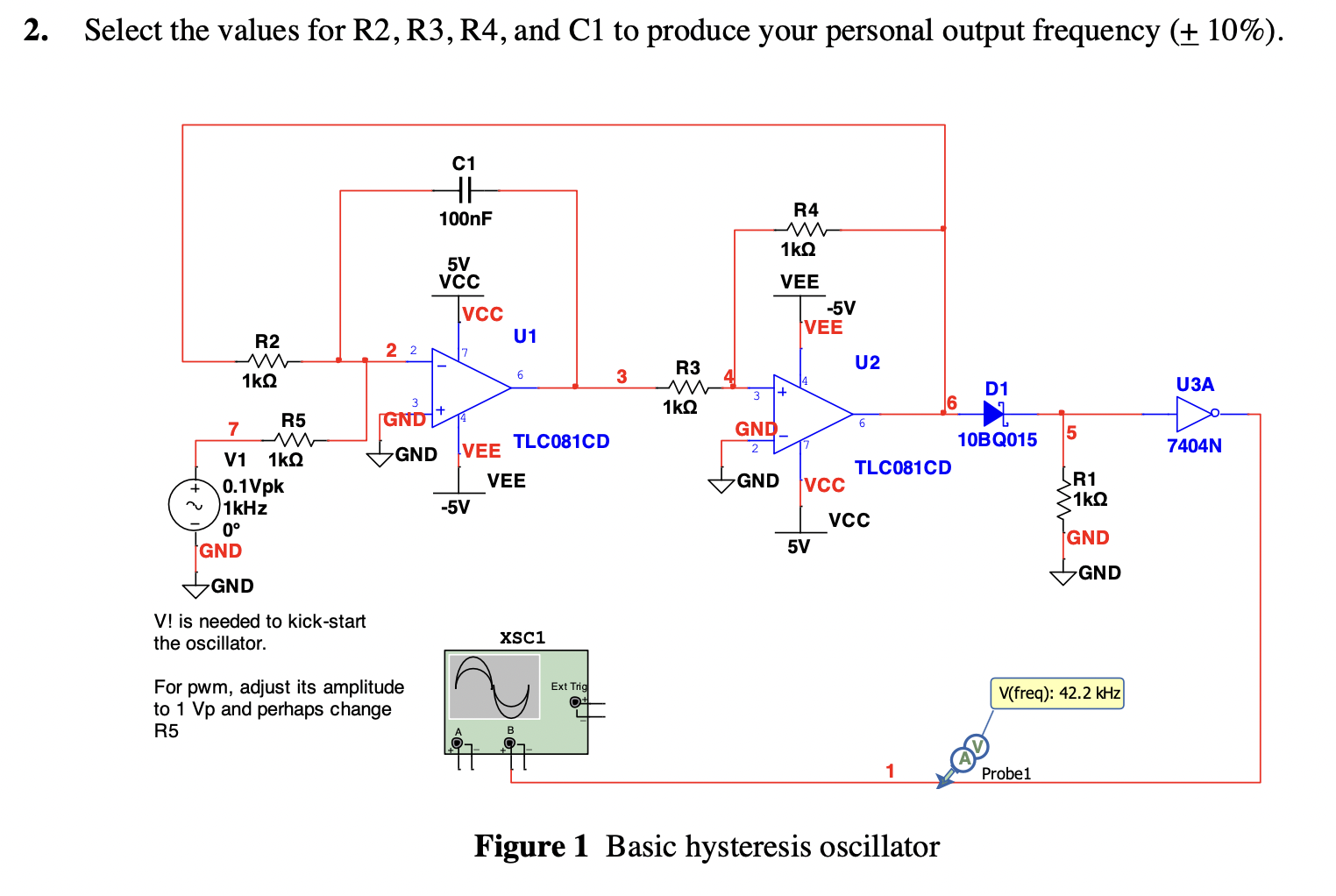 Select the values for R2,R3,R4, ﻿and C1 ﻿to produce a | Chegg.com
