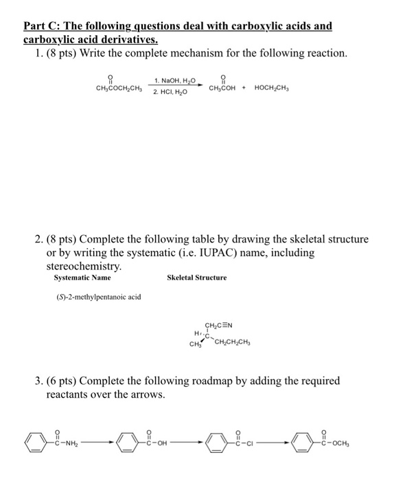 Solved Part C: The following questions deal with carboxylic | Chegg.com