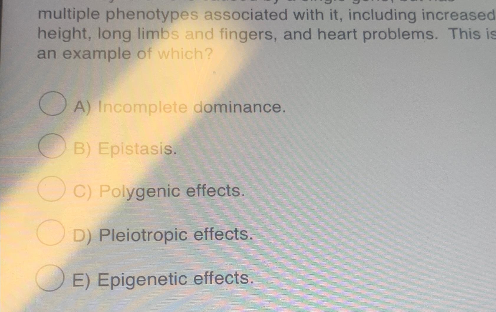 Solved multiple phenotypes associated with it, ﻿including | Chegg.com
