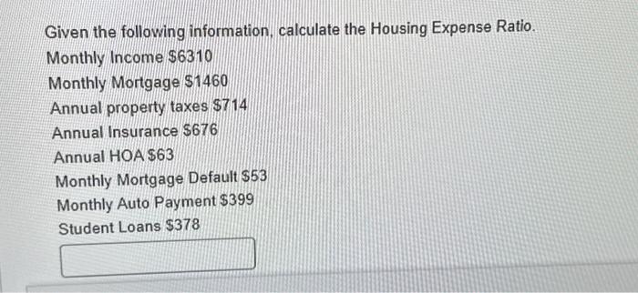 Given the following information, calculate the | Chegg.com