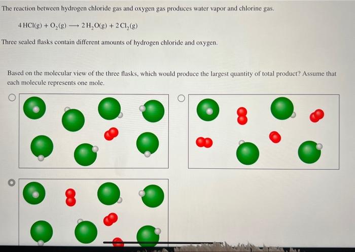 Solved The reaction between hydrogen chloride gas and oxygen | Chegg.com