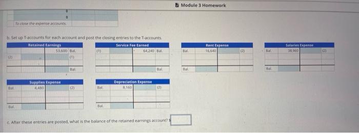 Solved b. Set up T-accounts for each account and pose the | Chegg.com